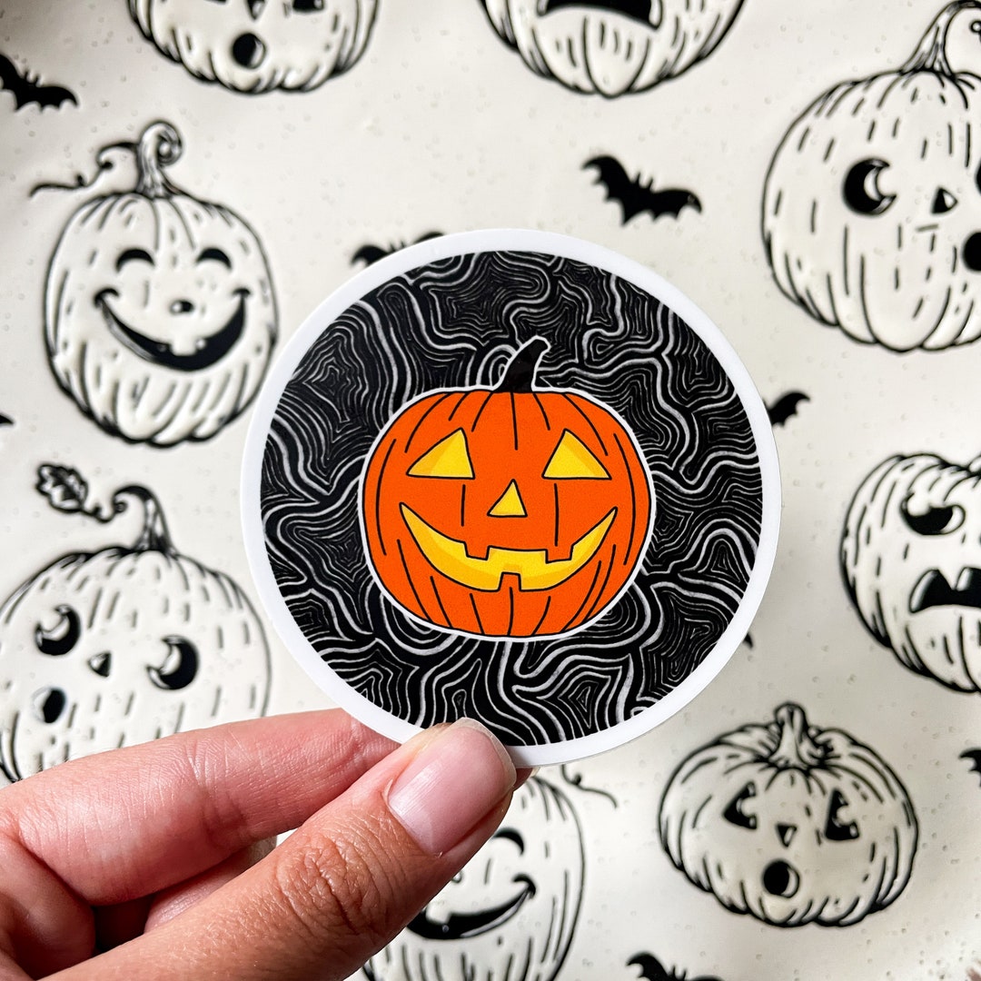Halloween Vinyl Sticker, Jack-o-lantern Sticker, Spooky Stickers ...