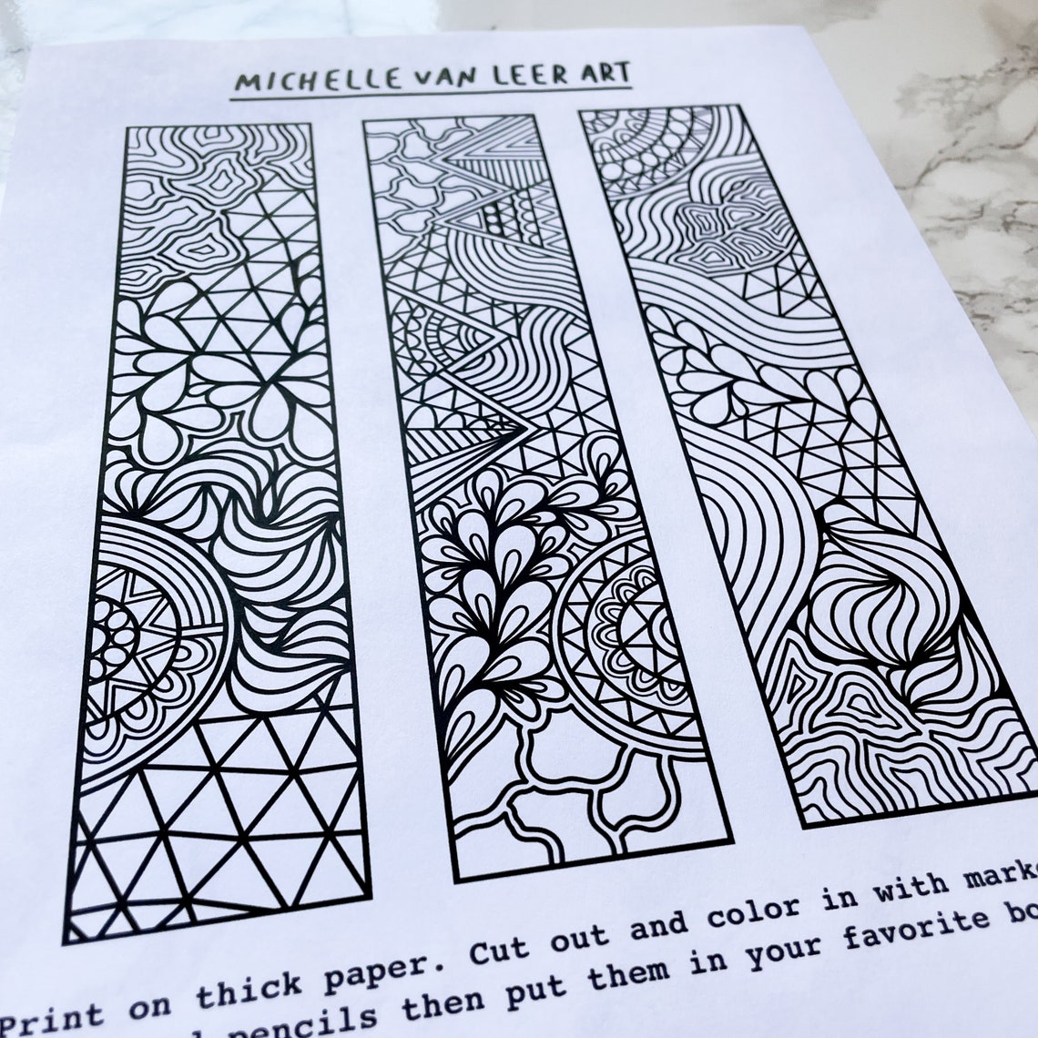 Printable Zen Doodle Bookmarks | Printable Coloring Sheet | Adult ...