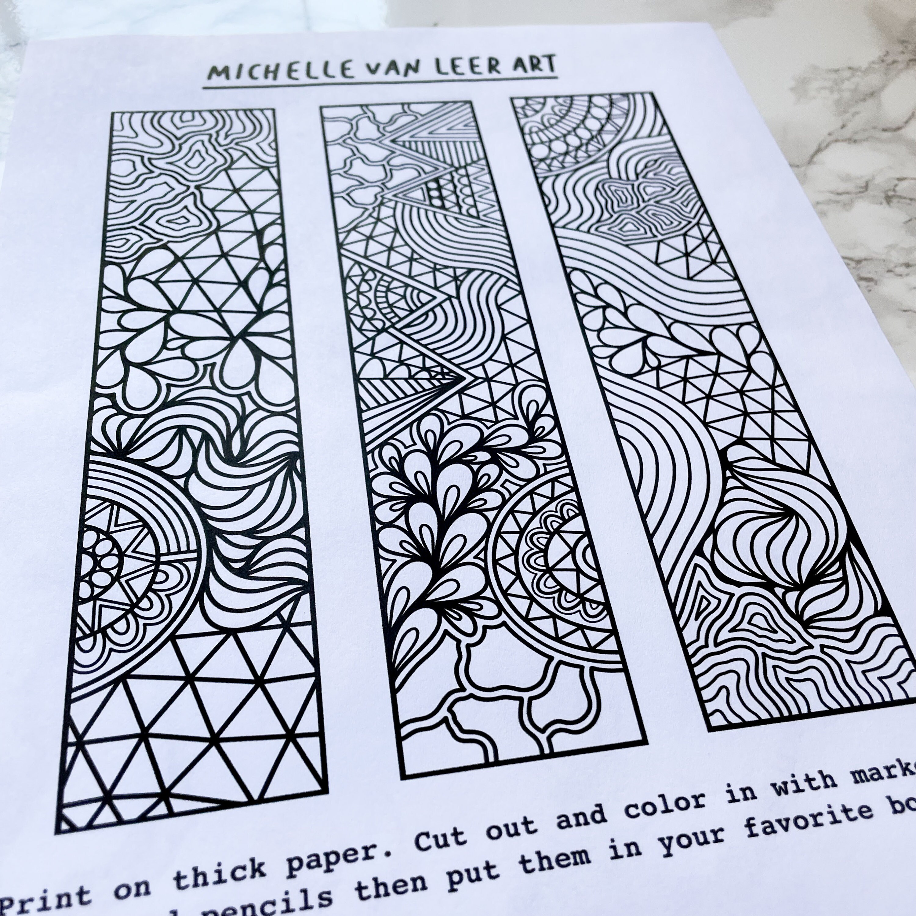 Printable Zen Doodle Bookmarks | Printable Coloring Sheet | Adult ...