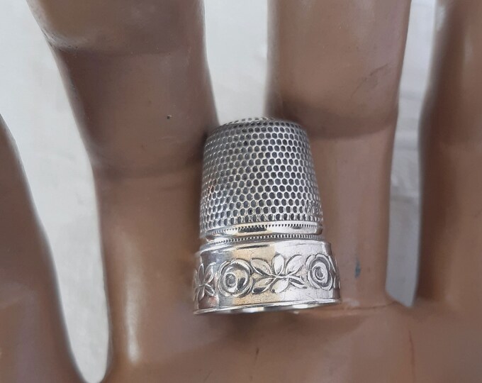 Vintage Antique Art Nouveau Silver Thimble With Hallmark 835inside Gold ...