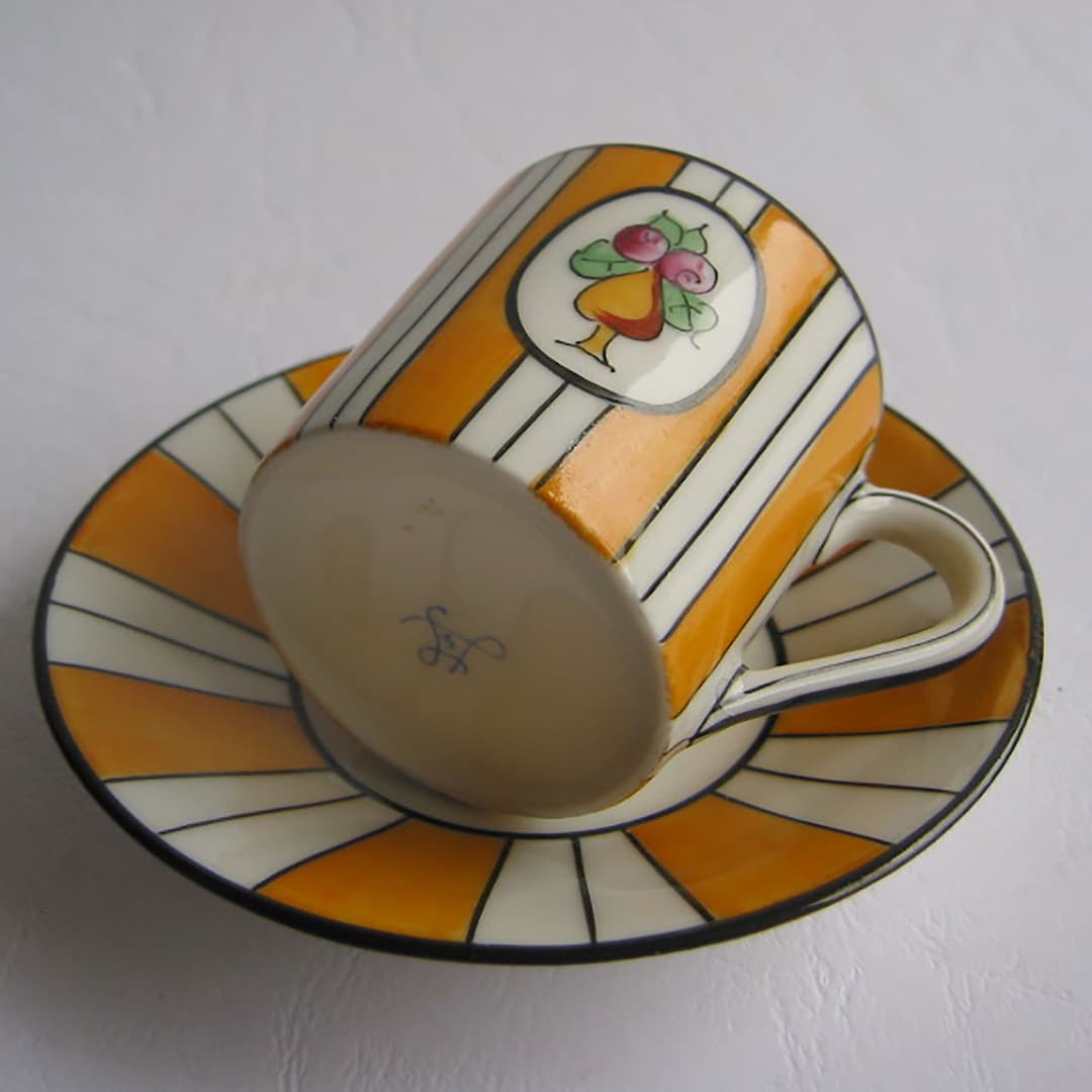 Vintage Antique Hand-painted Art Deco Mocha Espresso Cup With Saucer ...