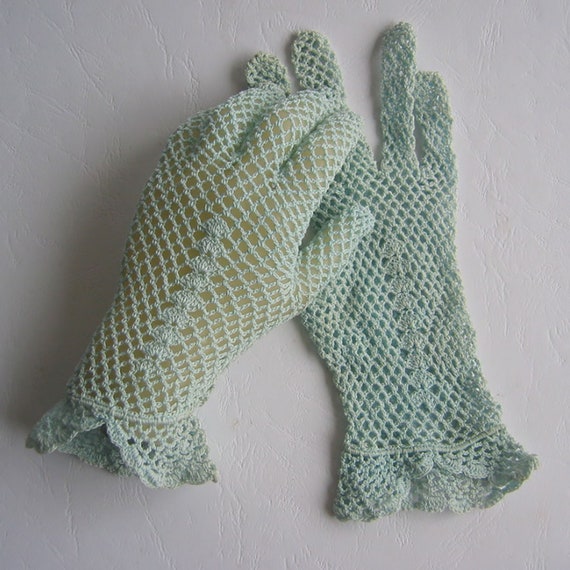 Vintage antique crocheted ladies gloves girls lace gl… - Gem