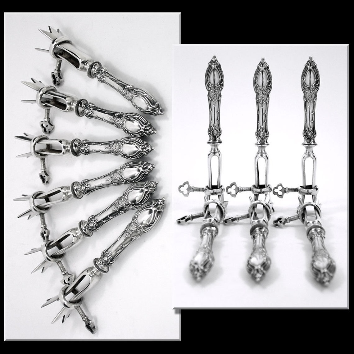 Vintage 6 Antique Art Nouveau Mini Bone Holders/leg Holders for Quail ...