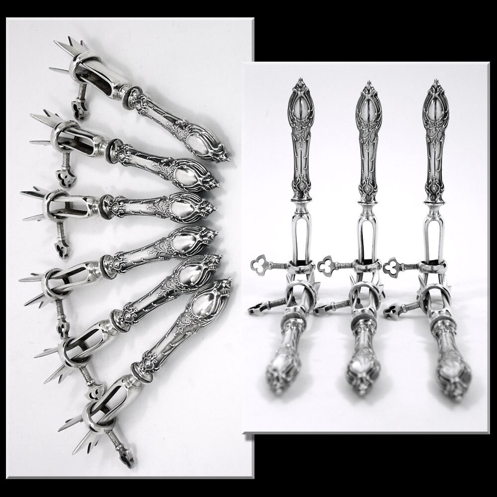 Vintage 6 Antique Art Nouveau Mini Bone Holders/leg Holders for Quail ...