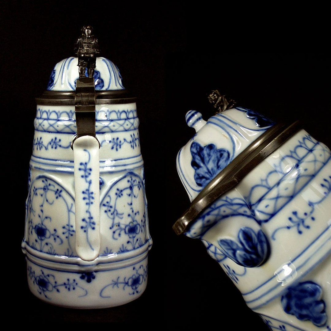 Vintage Antique Victorian Porcelain Wine Beer Jug Lidded Mug With ...