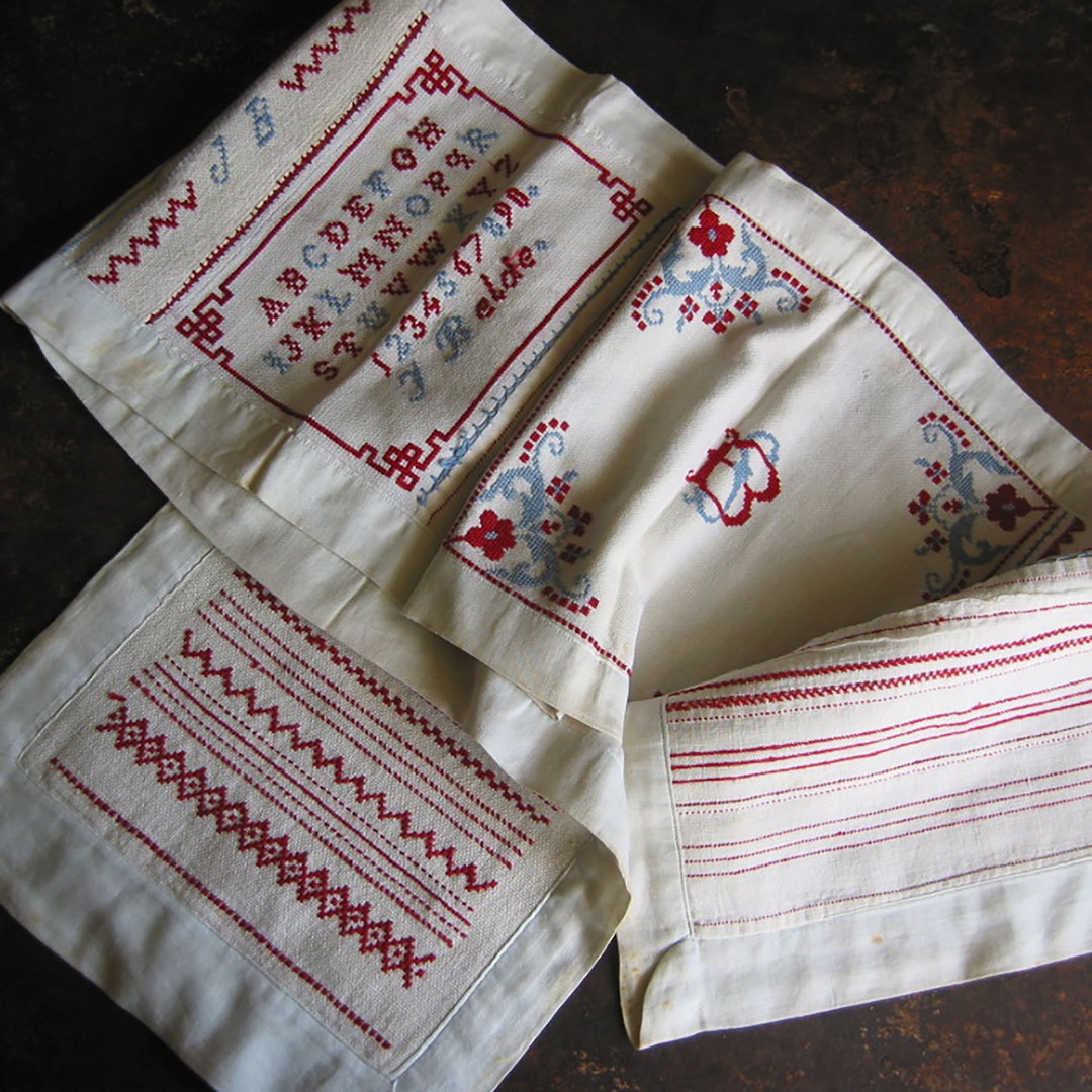 Vintage Antique Embroidery Sampler ABC Sampler Sewing Sampler School ...