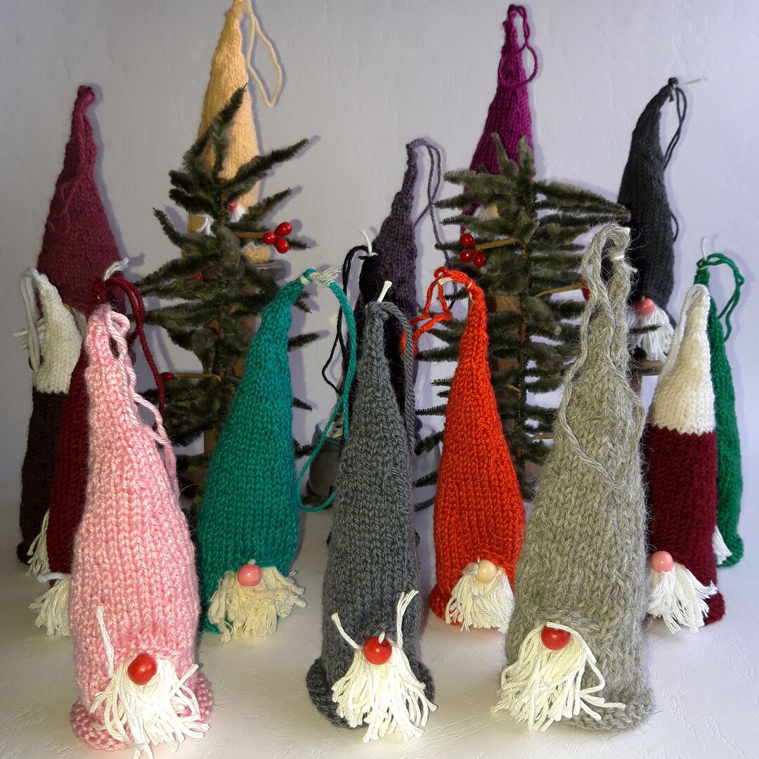 Hand-knitted Gnome Dwarf Gnome Gonk Beard With Wooden Nose Mini Knitted ...