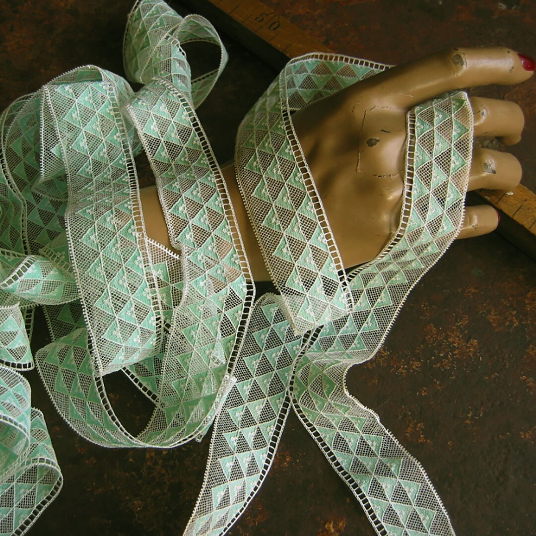 Vintage Antique French Art Nouveau / Art Deco Tulle Lace Trim Border ...