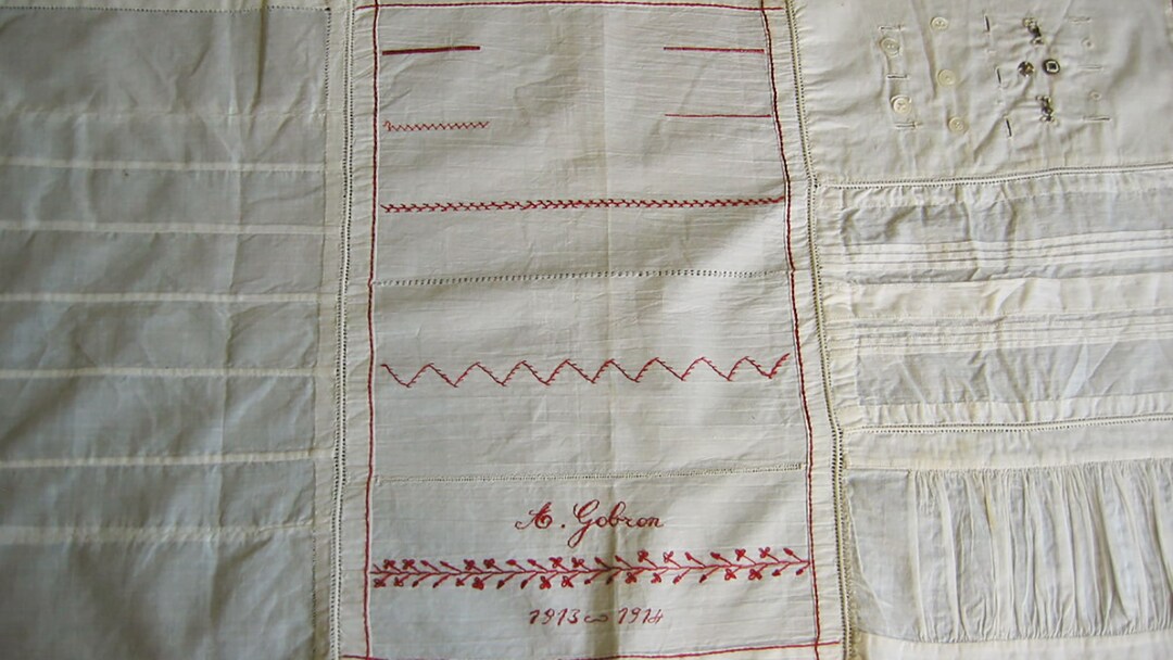 Vintage Antique Embroidery Sampler ABC Sampler Sewing Sampler School ...