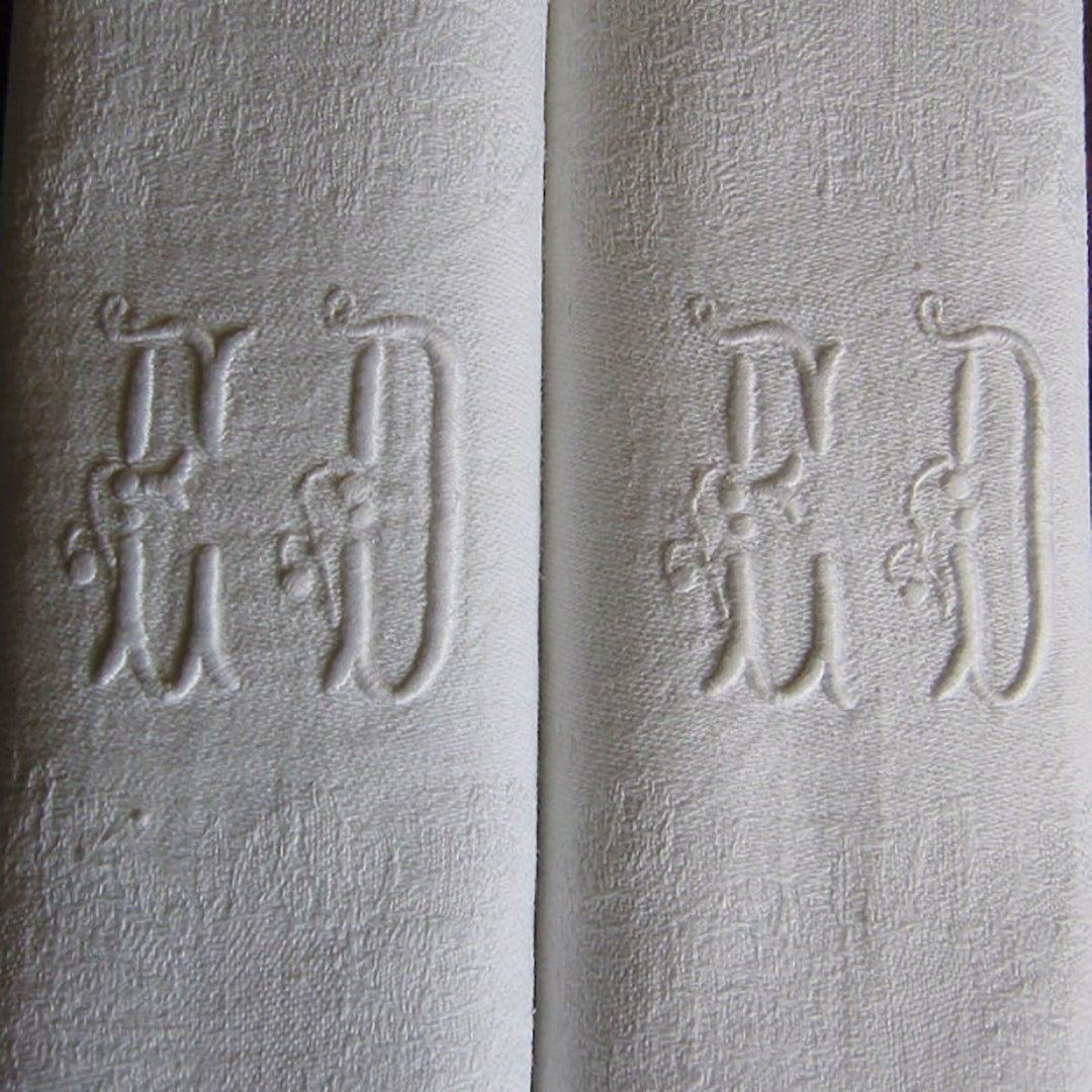 Vintage 6 Antique French Art Nouveau Linen Napkins Relief Monogram ED ...