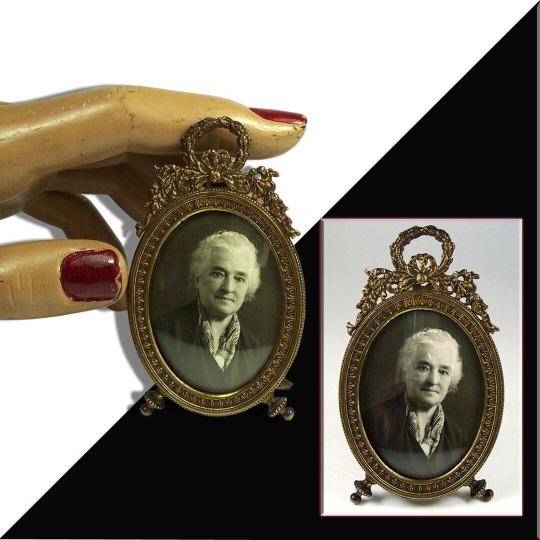 Vintage Antique Miniature Brass Art Nouveau Stand Frame Photo Frame ...