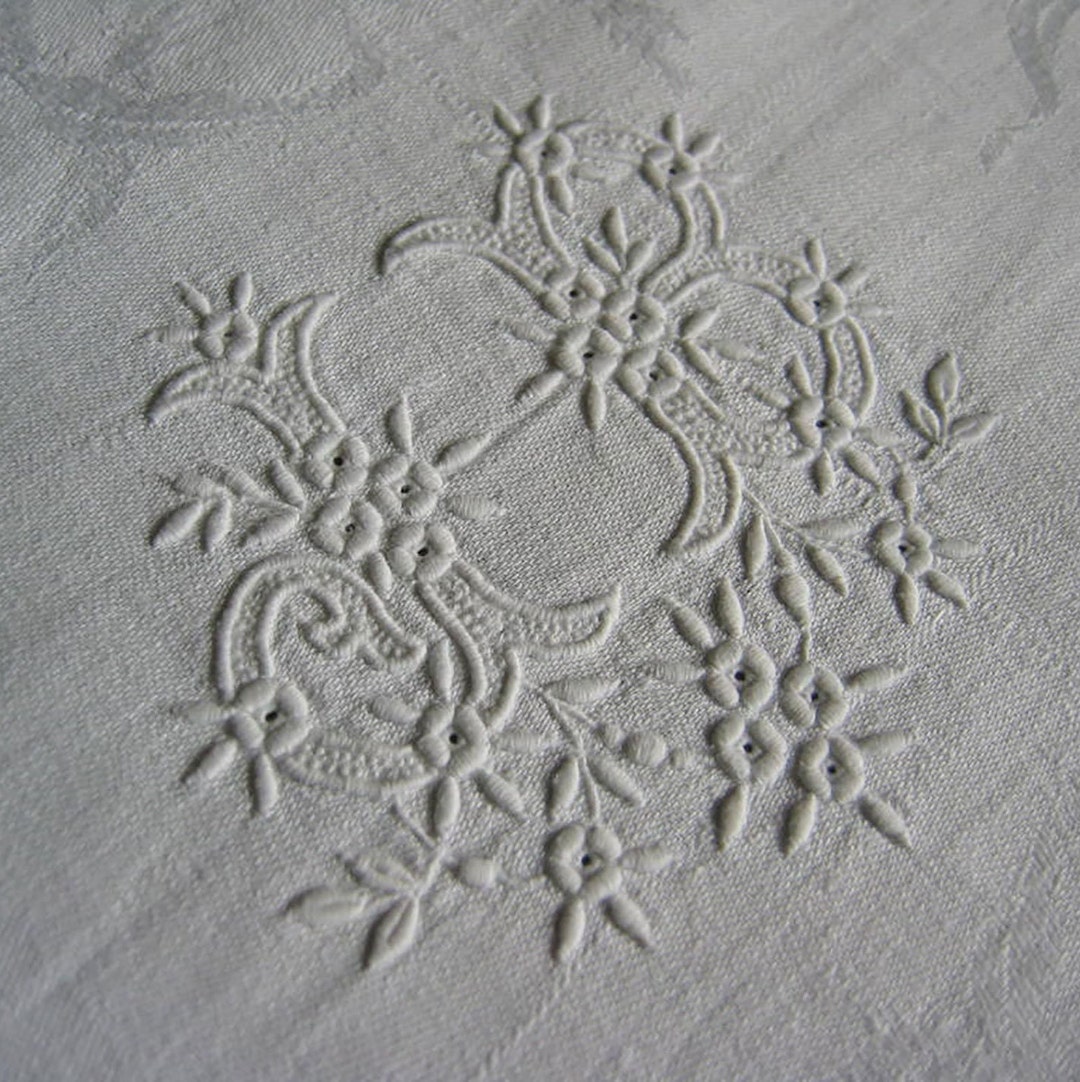Vintage Art Nouveau Linen Napkin With Monogram JB/IB 8 X 8 Cm With ...