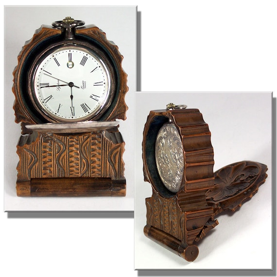 Vintage antique folding Art Nouveau watch stand pocke… - Gem