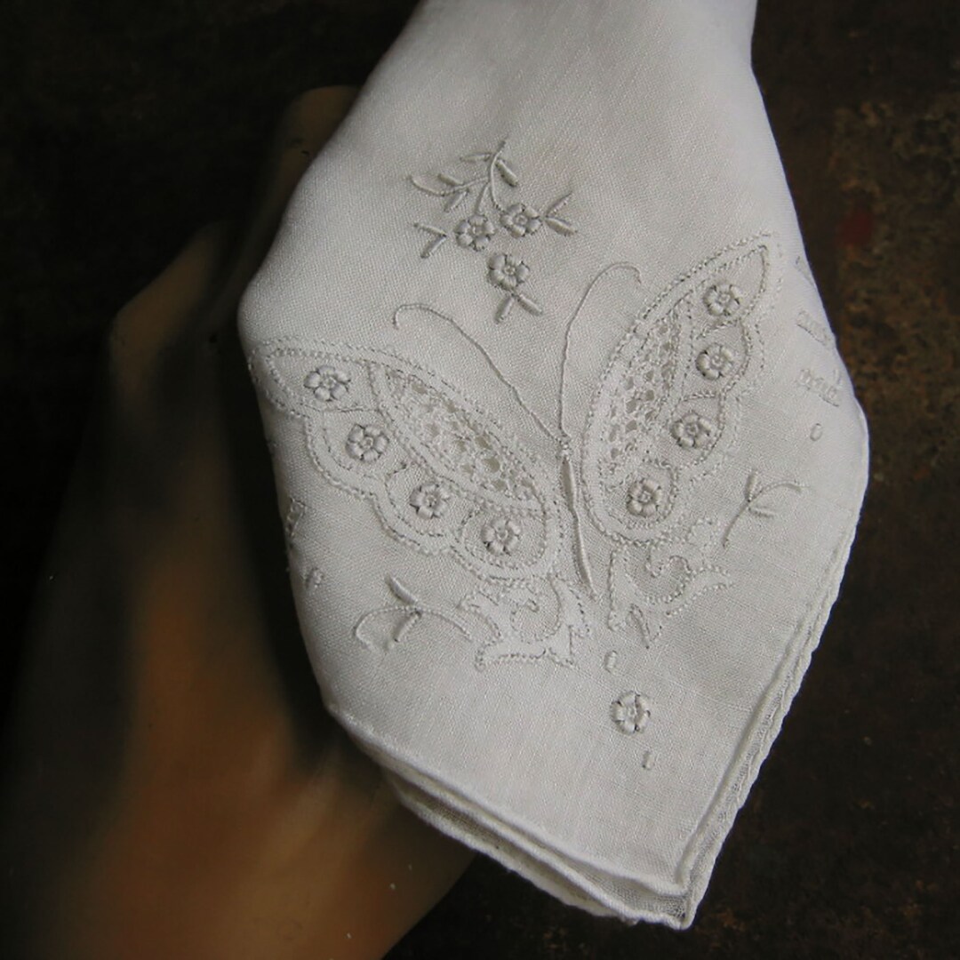 Vintage Art Nouveau Linen Wedding Handkerchief Tea Napkin Doily ...