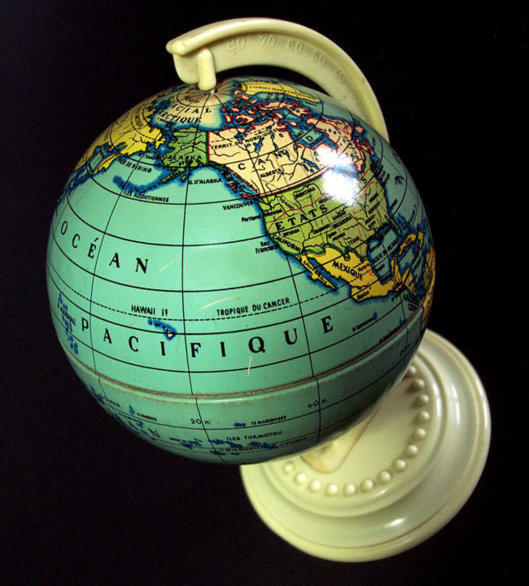 Vintage Antique Toy Globe World Globe Earth Globe Tin Toy by Michael ...