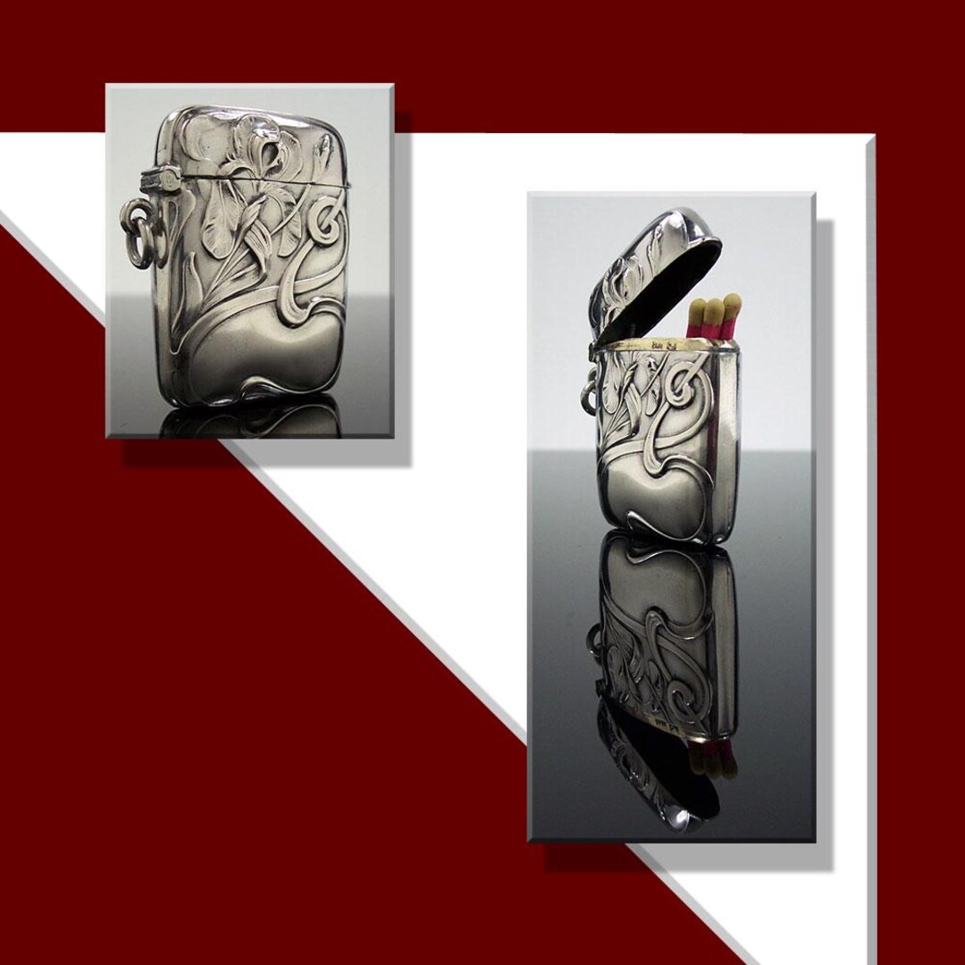 Vintage Antique Art Nouveau Silver Matchbox Pyrogenic Vesta Case Match ...