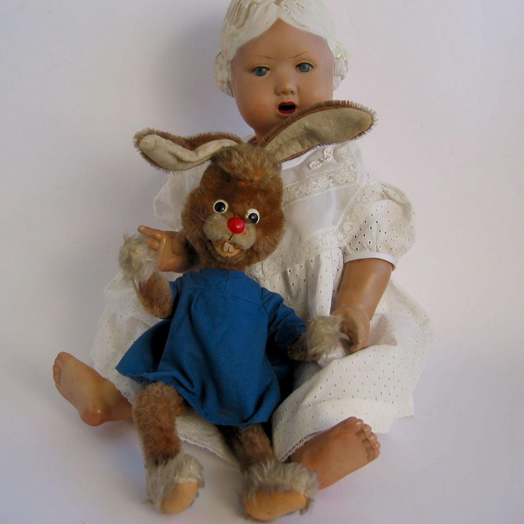 Vintage Antique Stuffed Toy Bigo Bello a Rabbit as a Painter With ...