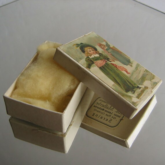 Vintage antique small cardboard box jewelry box caske… - Gem
