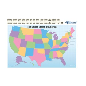 Dry Erase: USA Map With Removable State Names Huge Removable Wall ...