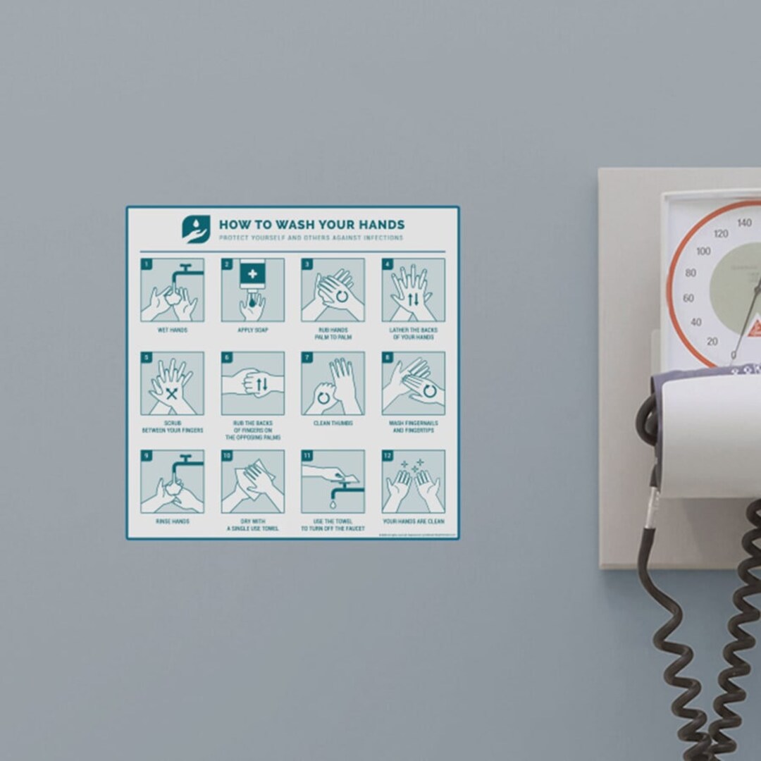 Hand Washing Chart Large Removable Wall Decal - Etsy