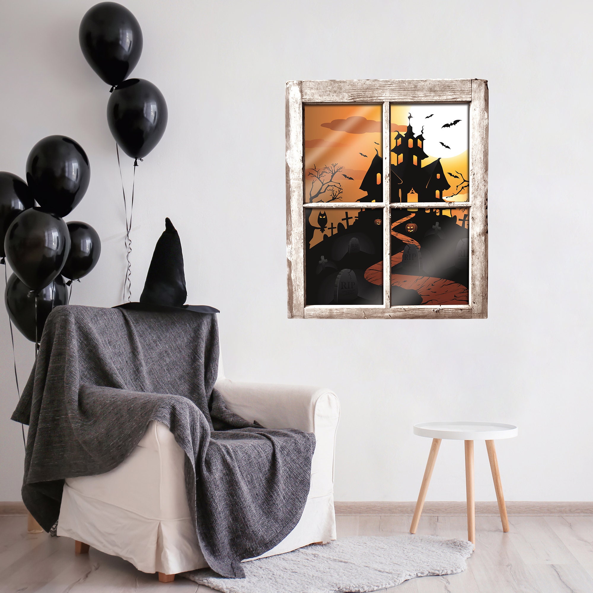 Instant Window: Haunted House Giant Halloween Removable Wall | Etsy