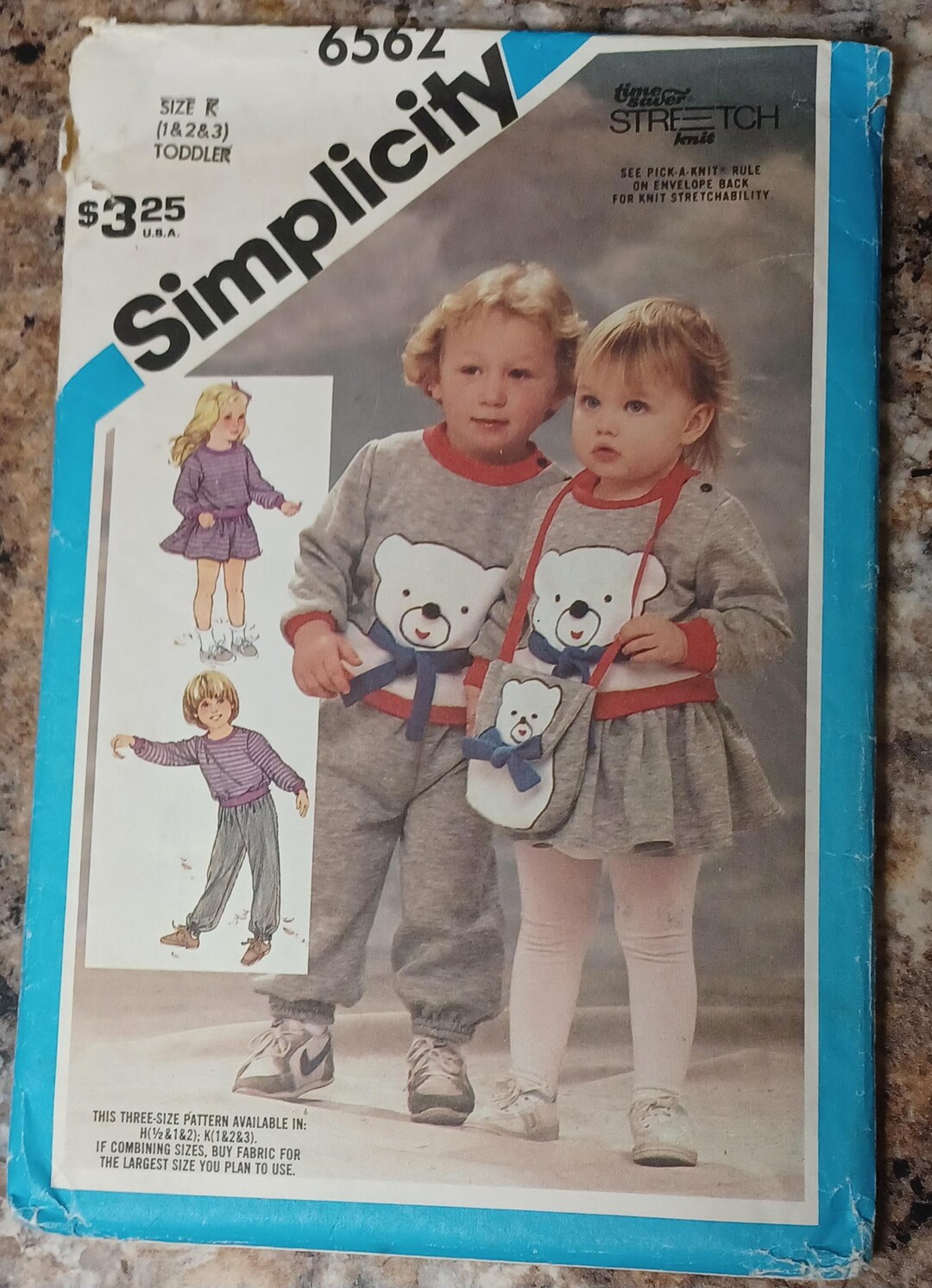 UNCUT Sz 1-2-3 Toddler Pants Skirt Top Bag 1984 Simplicity Sewing ...