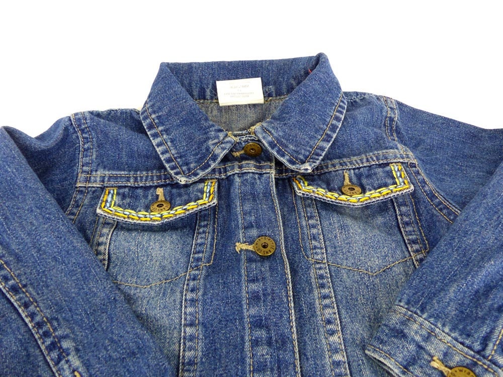 Hand Embroidered Little Alien Rocket Kid's, Boy or Girl, Denim Jean ...