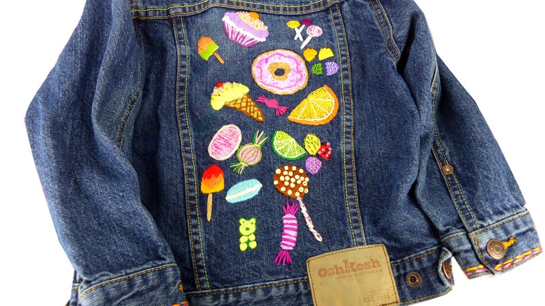 Sweet Treats Design Hand Embroidered and Beaded Quality Denim Oshkosh ...