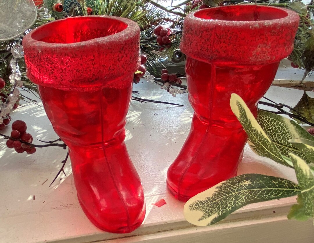 Vintage Red Translucent Plastic 4 Santa Boot Candy Holders X2 - Etsy