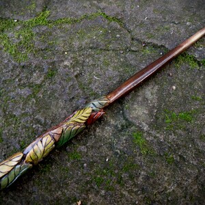 Magic Wand, Wizard Wand, Leaf Wand, Autumn Leaves, Red Wand - Etsy