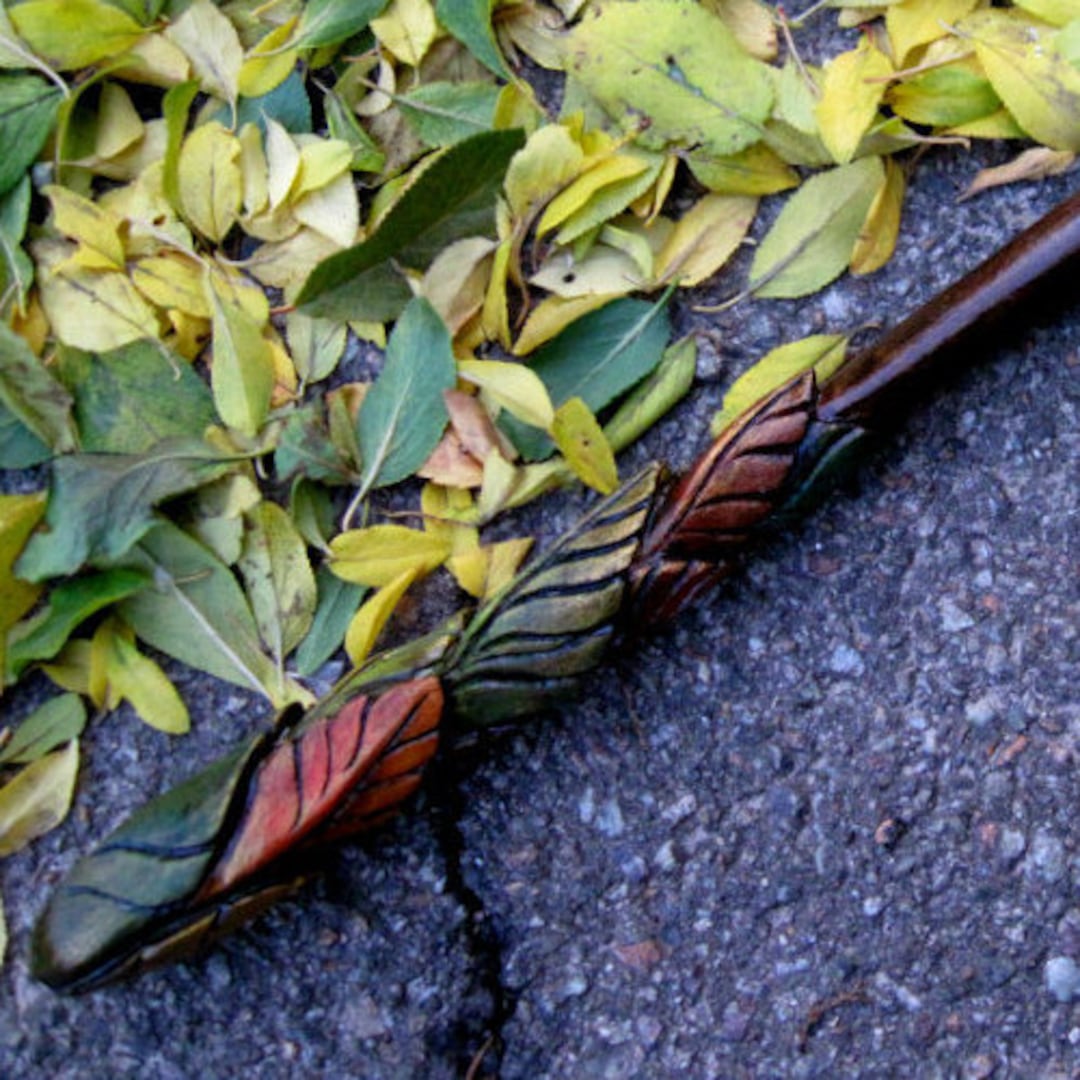 Magic Wand, Wizard Wand, Leaf Wand, Autumn Leaves, Red Wand - Etsy