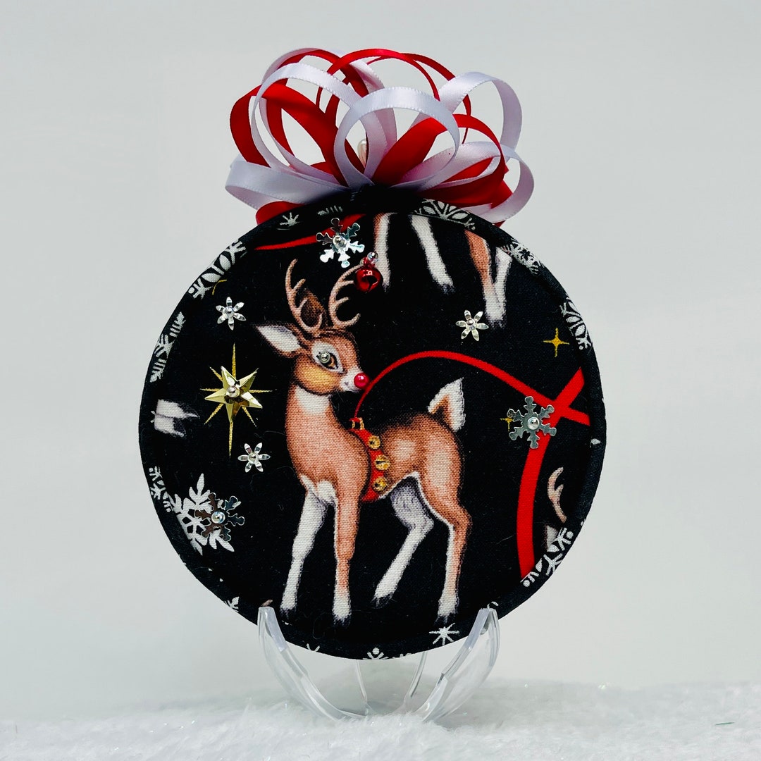 Diy KIT KK-200 Red Nose Reindeer Diy Ornament Kit, Hemi, Half-round ...