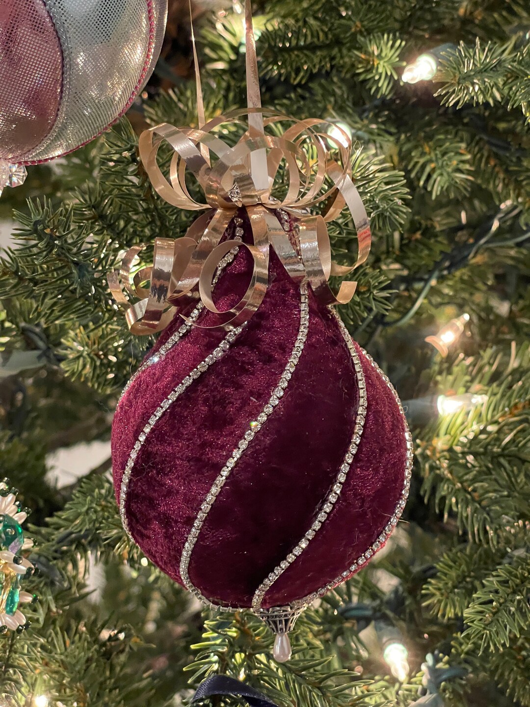 Diy KIT KK-137 Purple Velvet Teardrop Swirl Kimekomi Ornament Kit, 3 ...