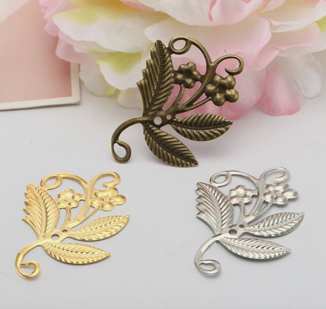 Metal Flower Charms Medallions 2/pk Gold, Silver, Bronze or 6/pk Asst ...