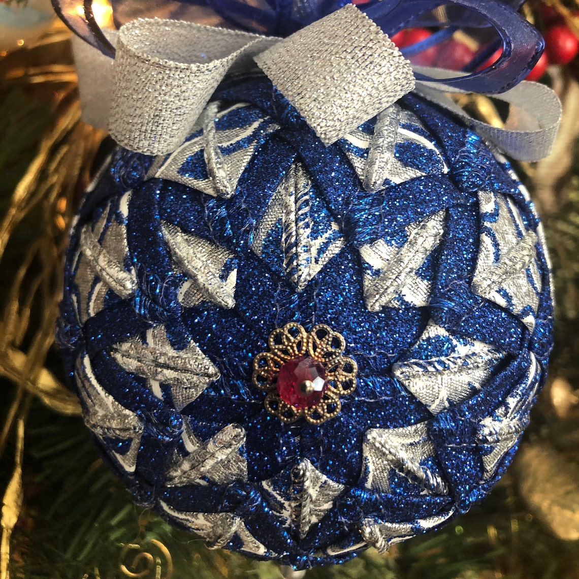 Diy Kit Qk-29 Metallic Silver/blue Ribbon Ornament BEST - Etsy