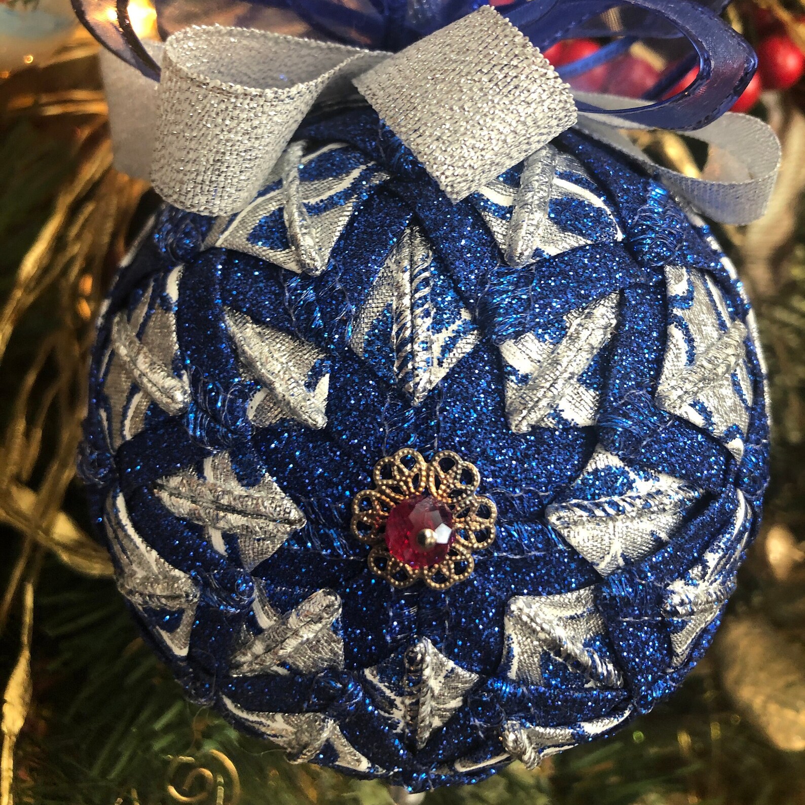 Diy Kit Qk-29 Metallic Silver/blue Ribbon Ornament BEST - Etsy