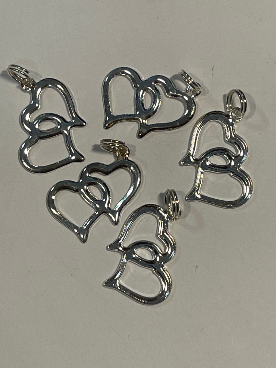 Silver Double Open Heart Charms for Ornaments Jewelry - Etsy