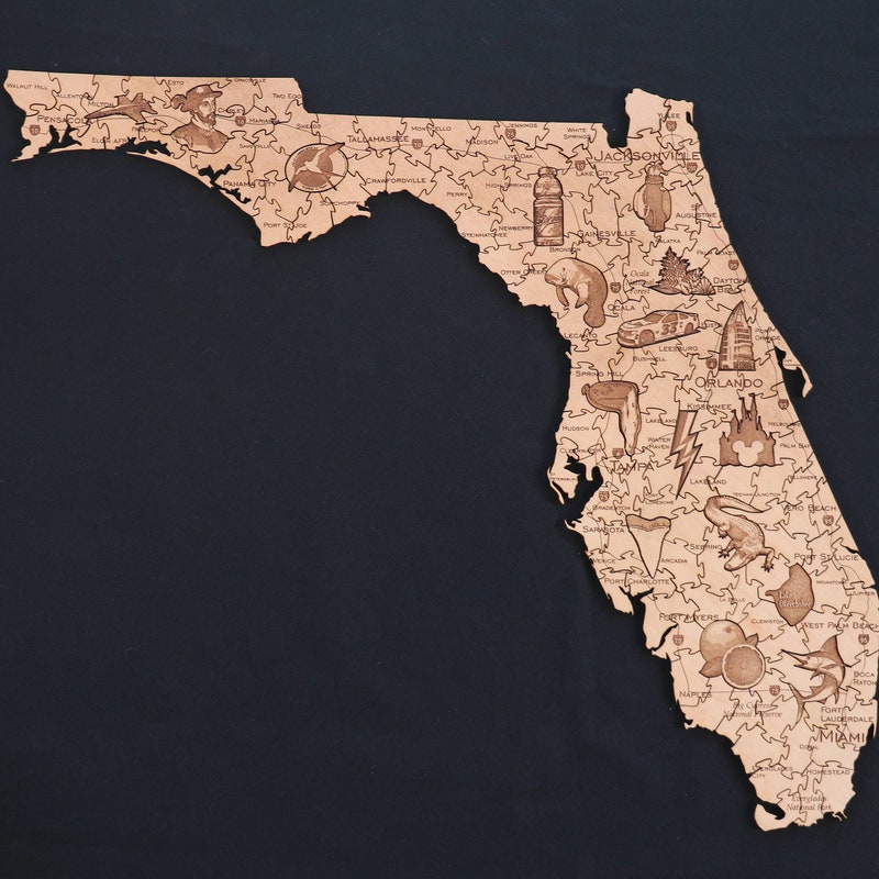 Florida Map Puzzle - Etsy