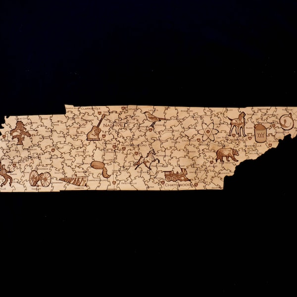 Tennessee by County Puzzle - Etsy