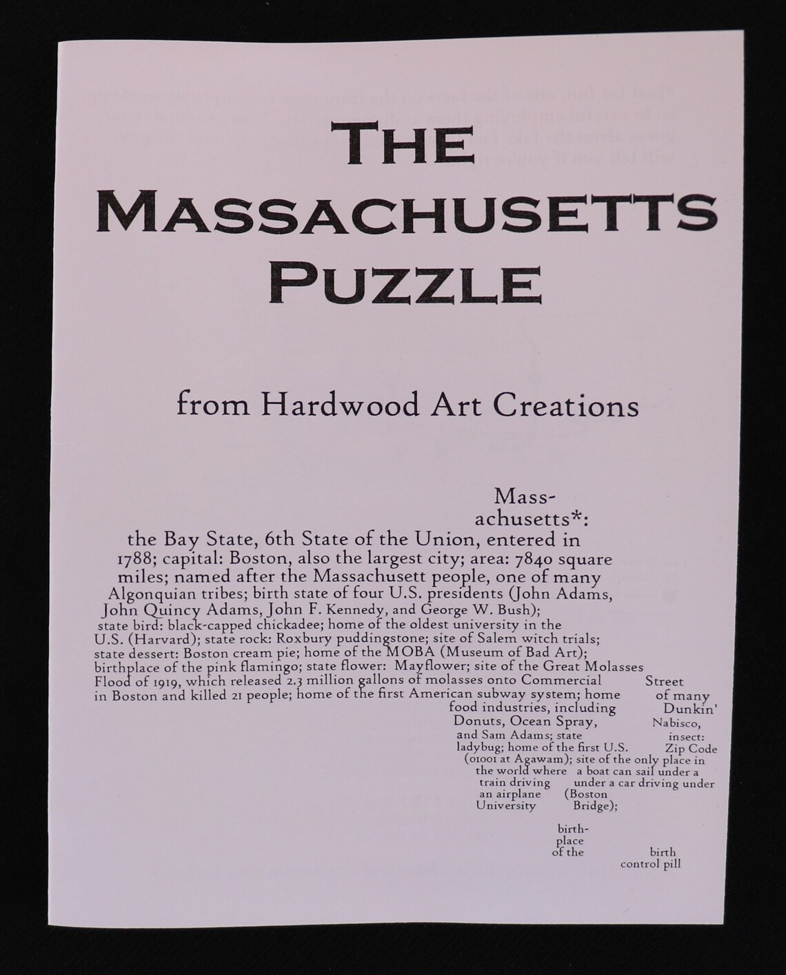 The Massachusetts Puzzle | Etsy