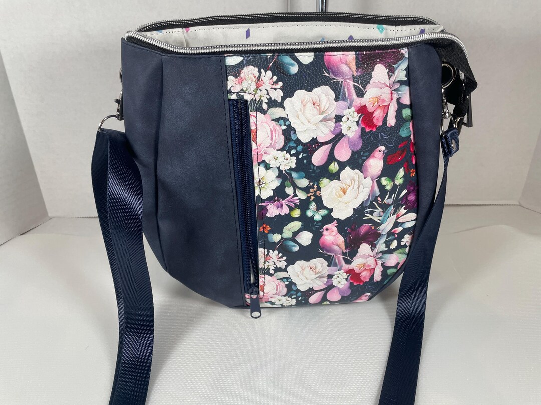 Floral Print Blue Crossbody Bag or Shoulder Strap Purse - Etsy