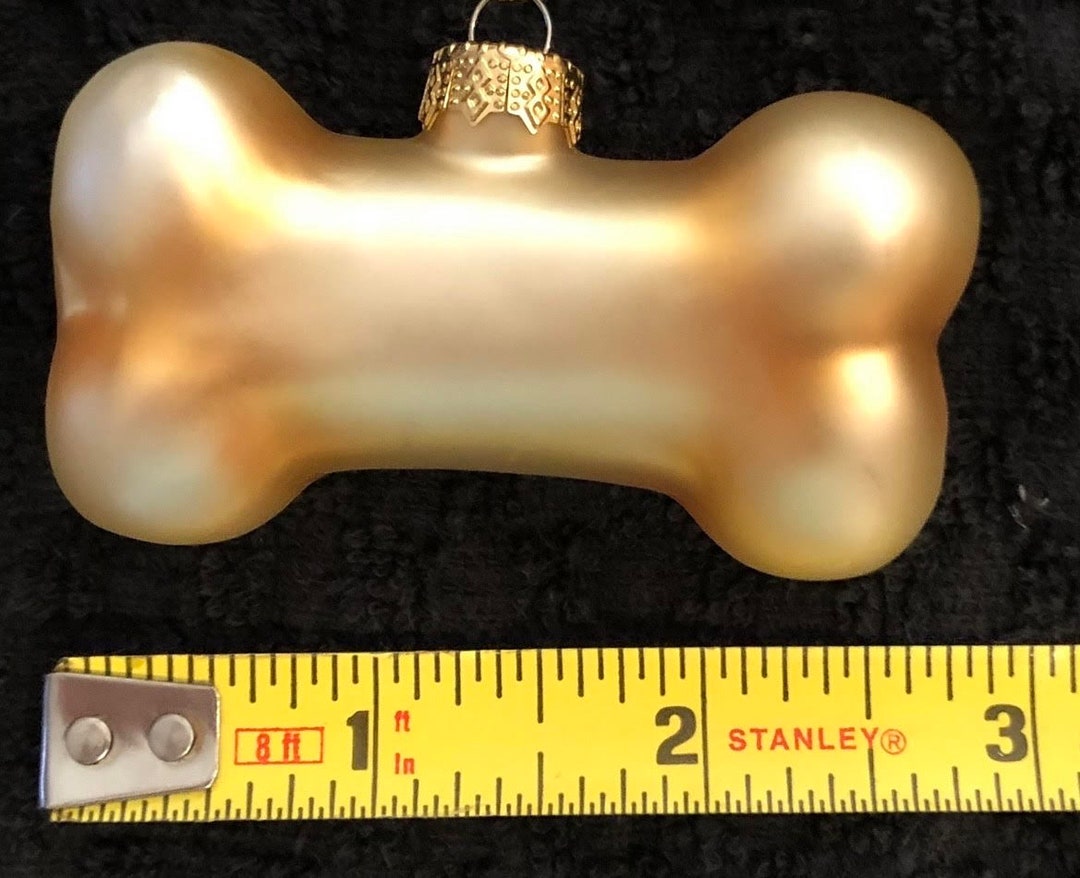 Dog Ornament, Dog Bone Glass Christmas Ornament With Paw Ribbon, Animal ...