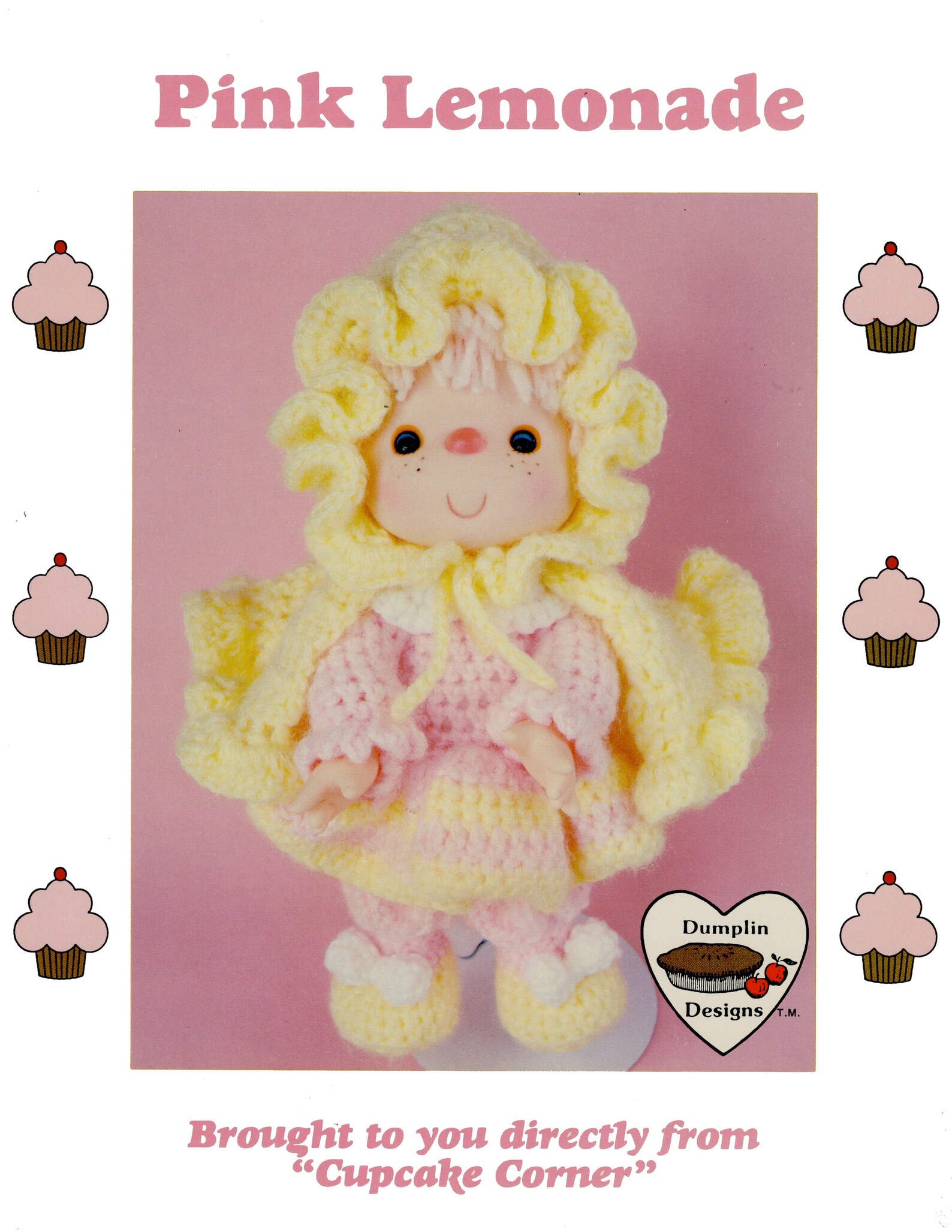 PDF Vintage Crochet 14" Cupcake Corner Doll - Pink Lemonade Pattern ...