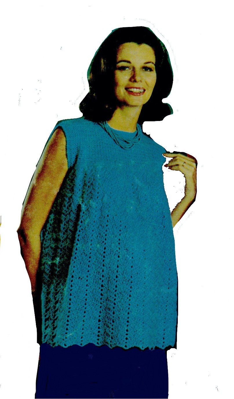PDF 1960's Crochet Maternity Blouse Pattern -size S -bust 31-32", M ...