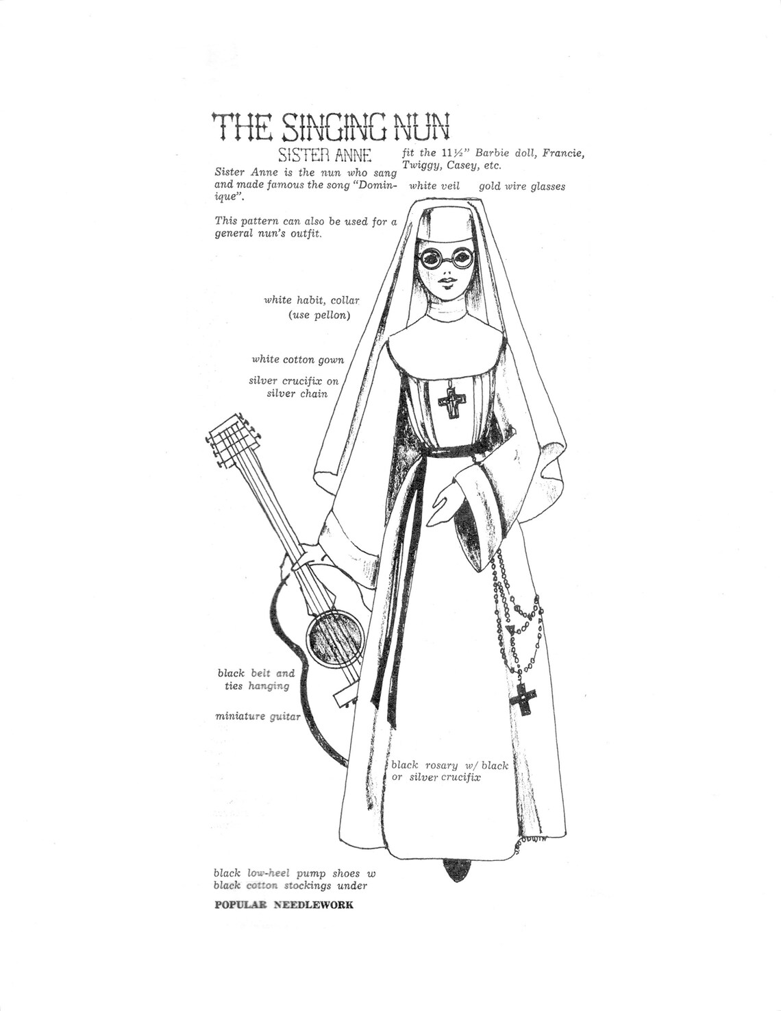 PDF Letter Size -singing Nun - Sister Anne 11/12" Doll Sewing Pattern ...