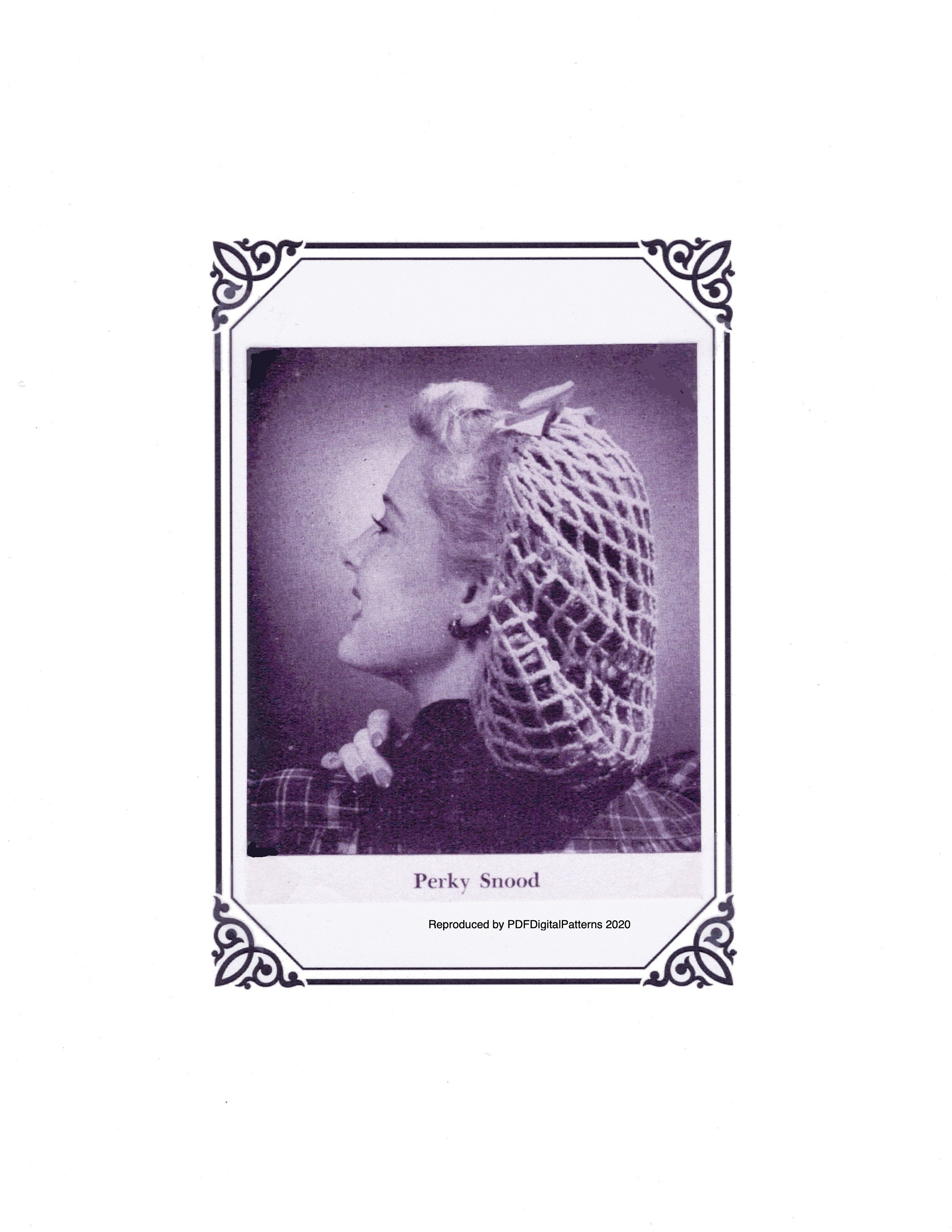 PDF 1940's Vintage Crochet Snood - Hair Net - Pattern Perky Snood ...