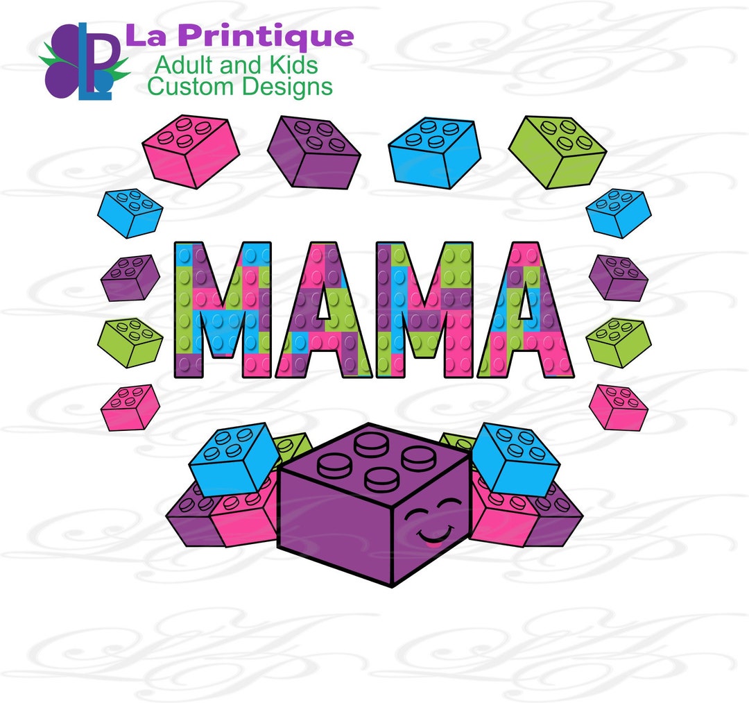 Blocks Mama Birthday PNG Design: Colored Building Blocks (digital ...