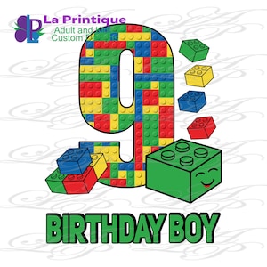 Blocks 9th Birthday Boy PNG Design | Colored Blocks Digital Download ...