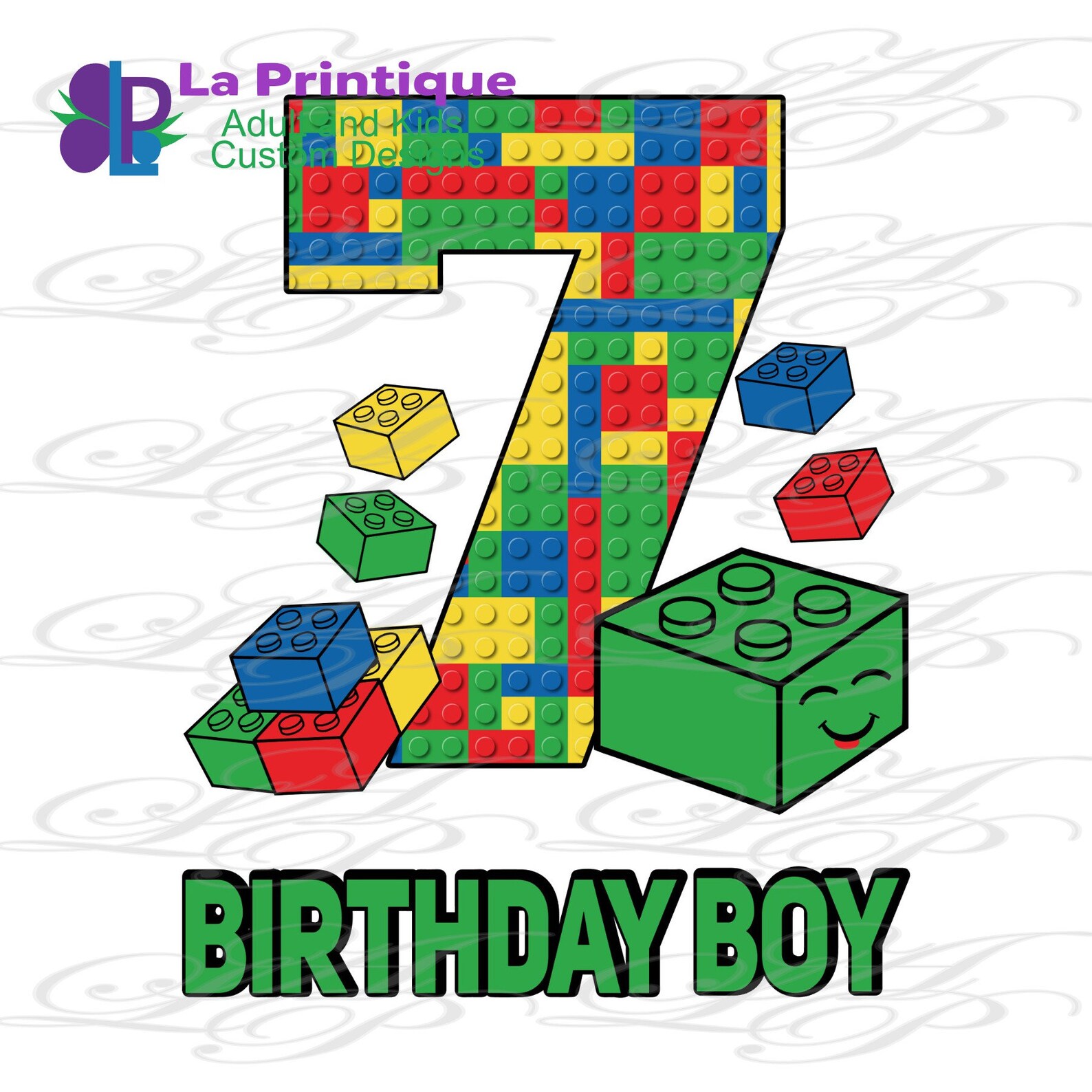 7th Birthday Boy Blocks PNG: Colorful Building Blocks (digital Download ...