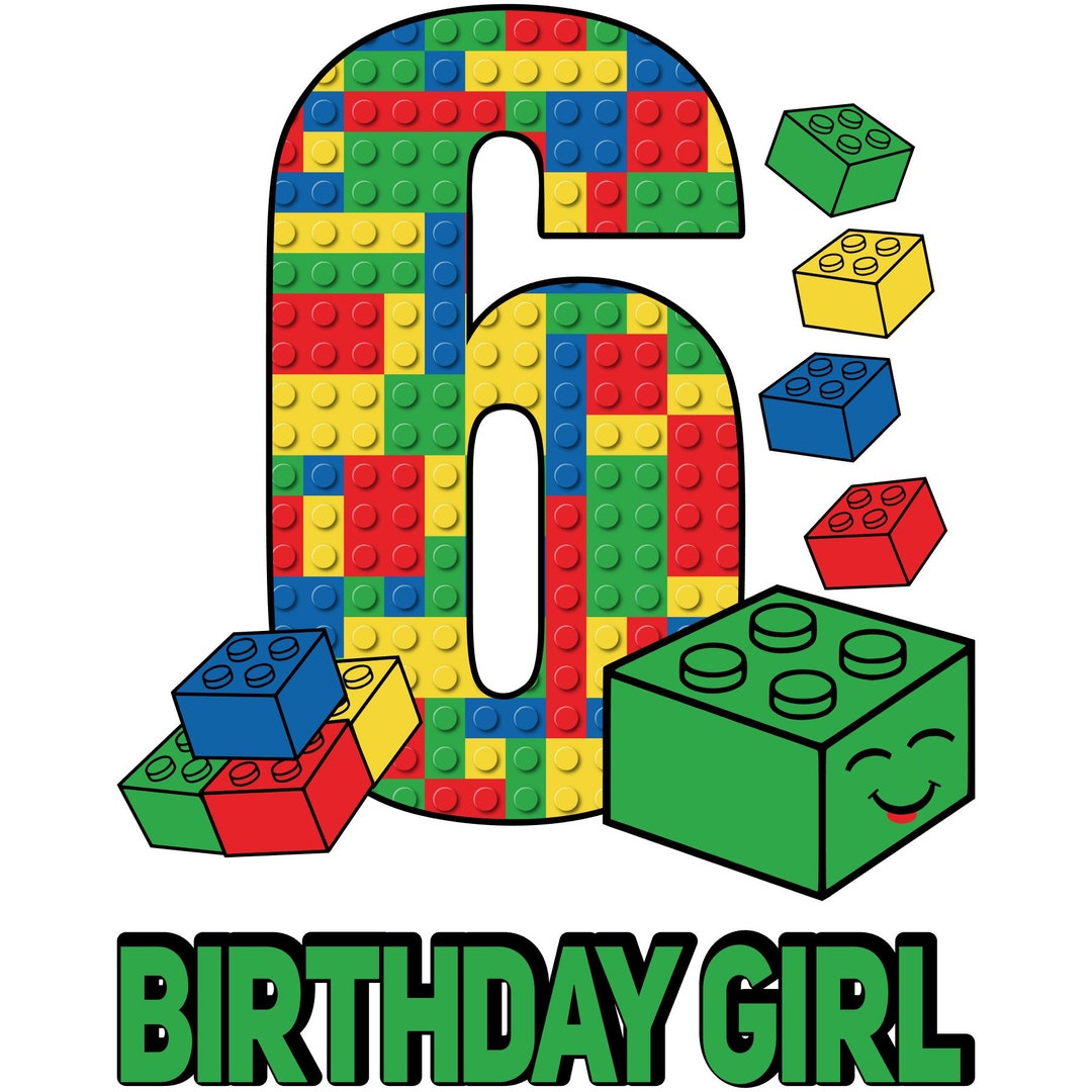 Blocks 6th Birthday Girl PNG Design | Colored Blocks Digital Download ...